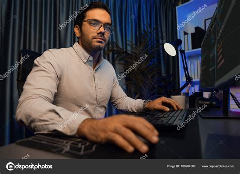 working smart developer analyzing data software development two screen