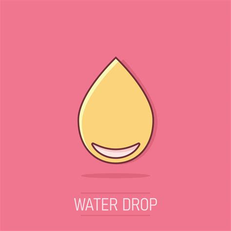 Water Drop Icon In Comic Style Raindrop Vector Cartoon Illustration Pictogram Droplet Water