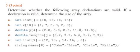 Solved Points Determine Whether The Following Array Chegg