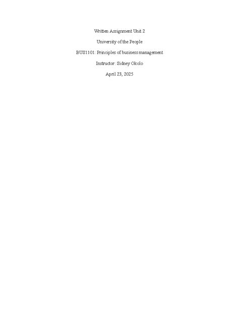 Bus1101 Written Assignment Unit 2 Employee Management Strategies At