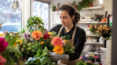 Free Florist Arranging Flowers Image Florist Flowers Arranging