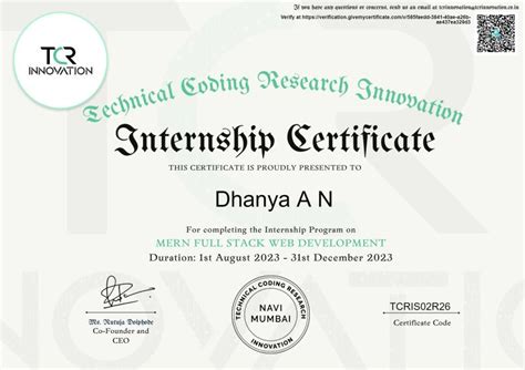 Dhanya A N On Linkedin Givemycertificate Community Internship