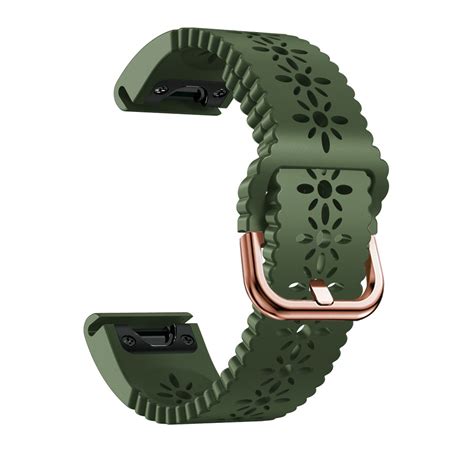 For Garmin Fenix S Solar Mm Ladys Silicone Watch Band With Lace Punch Army Green Alexnld Com