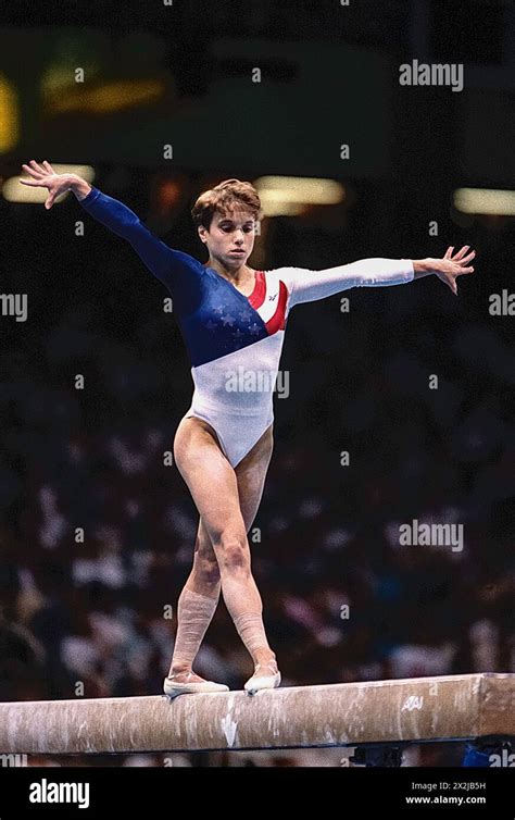 Kerri Strug Usa Competing On The Balance Beam In The Womens Artistic