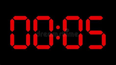 57 Seconds Digital Timer Countdown Animation Is Isolated On Black