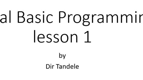 Visual Basic Programming Lesson 1 Youtube