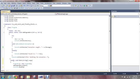 Exception Handling By Using The Try Catch Finally Statements In C