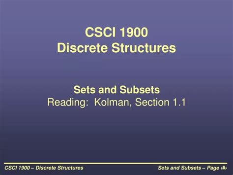 Ppt Csci 1900 Discrete Structures Powerpoint Presentation Free