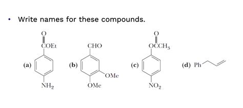 solved write names for these compounds a b c d