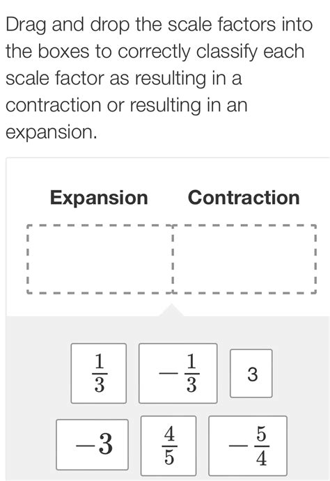 Solved Drag And Drop The Scale Factors Into The Boxes To Correctly Classify Each Scale Factor A