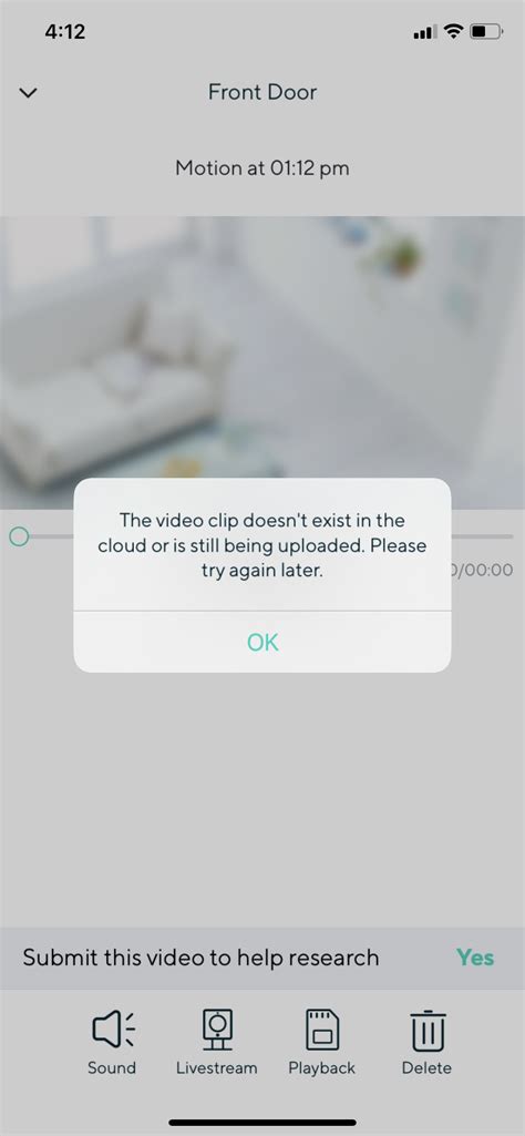 video clip doesn t exist in the cloud or is still being updated
