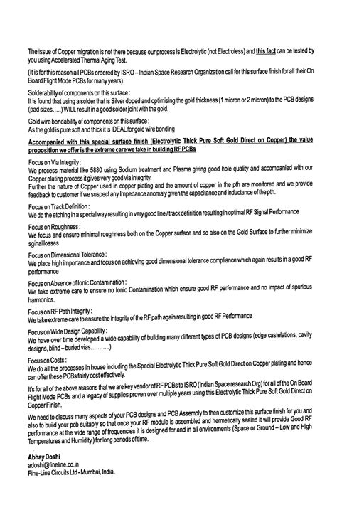 Rf Performance Fine Line Circuits Limited