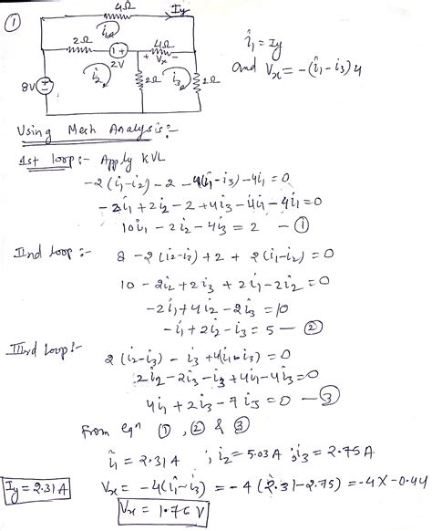 [solved] ~ use mesh analysis to determine v1 and iy for the