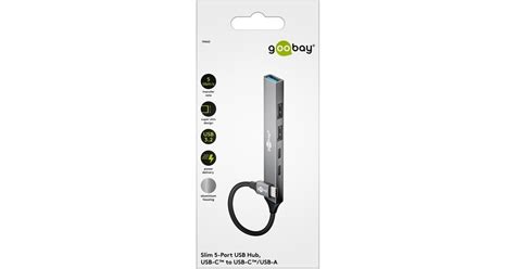 Goobay Slim 5 Port USB Hub USB C Auf USB C USB A USB 3 2 Gen1 Grau
