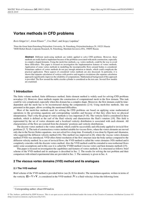 PDF Vortex Methods In CFD Problems