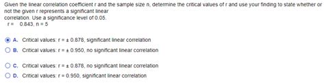 solved given the linear correlation coefficient r and the