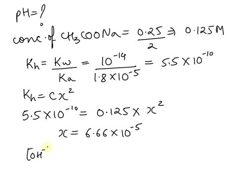 SOLVED: Calculate the pH at the equivalence point for the titration of 0.25 M CH3COOH with 0.25 ...