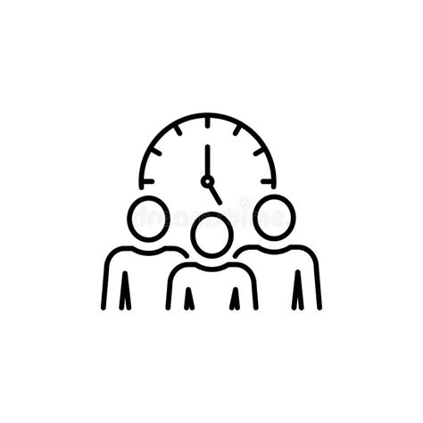 Time Management Outline Icon Efficiency Team Work Process Schedule Clock Optimization Line Icon