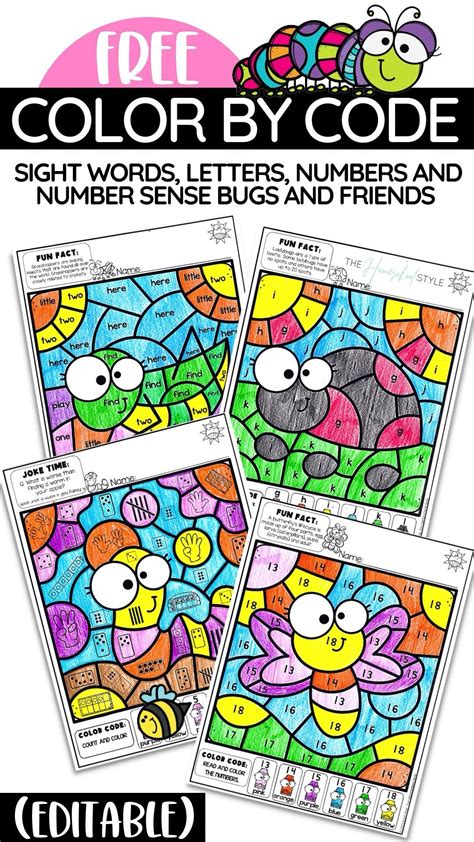 Bugs And Friends Color By Code Freebie Artofit