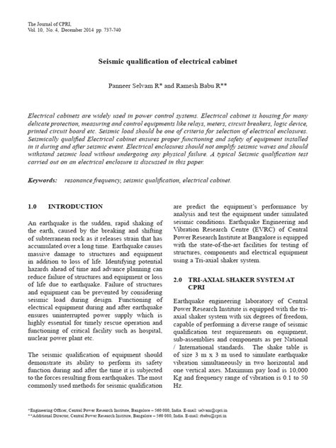 Seismic Qualification Of Pdf Resonance Seismology