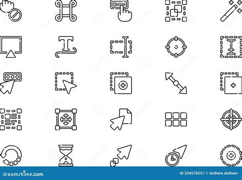 Selection And Cursors Icons Collection Is A Vector Illustration With Editable Stroke Stock