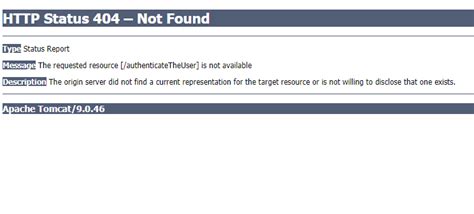 Java The Requested Resource Authenticatetheuser Is Not Available