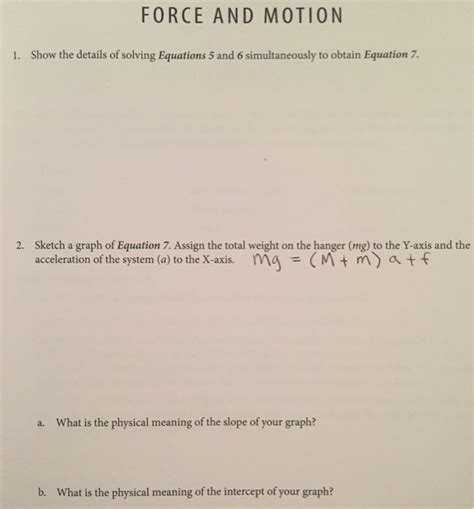 Solved FORCE AND MOTION 1 Show The Details Of Solving Chegg Com