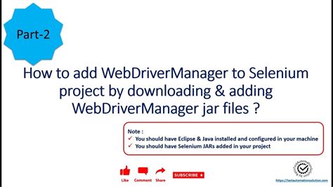 WebDriverManager Part2 How To Add WebDriverManager To Selenium Project By Adding JARs YouTube