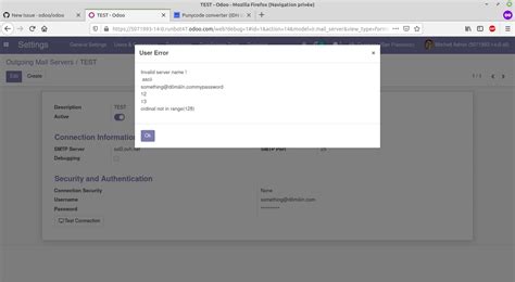 ir mail server doesn t work with username containing non ascii