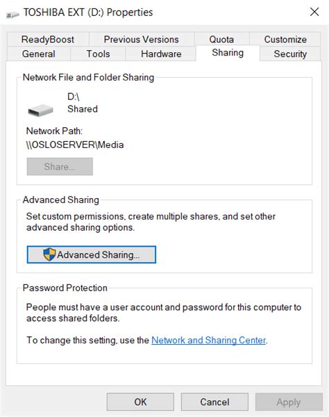 rock failing to connect to shared folder hosted on windows10 server