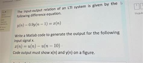 Solved Kontol Panel 25 00 Jone The Input Output Relation Of Chegg Com