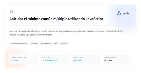 cálculo del mínimo común múltiplo programación en javascript labex
