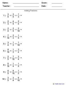 Adding Fractions With Variables Worksheet FractionsWorksheets Net
