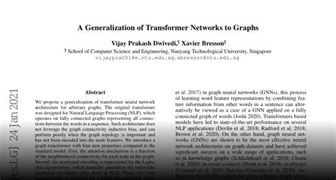 Paper Page A Generalization Of Transformer Networks To Graphs
