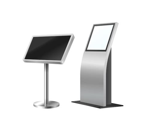 Free Vector 3d Realistic Digital Informational Kiosks Interactive Digital Signage With Blank