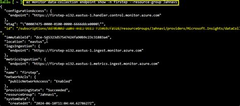 unable to define data collection endpoint and data collection rule in