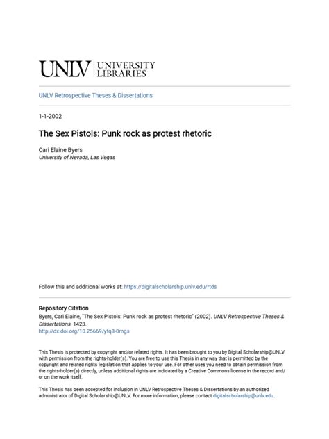 The Sex Pistols Punk Rock As Protest Rhetoric Pdf