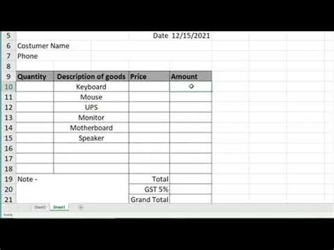 How to make invoice in Microsoft excel automatic generate bill || Excel ...