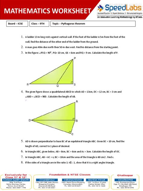 Pythagoras Theorem And Similar Shapes Important Qs 13icse09m