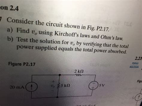 solved consider the circuit shown in fig p2 17 a find