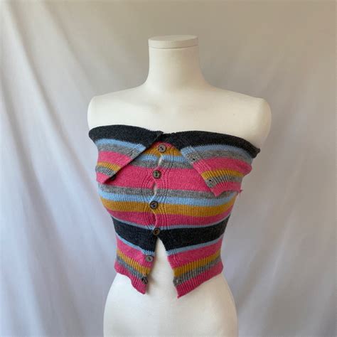 🌈레인보우 스트라이프 튜브탑 무지개 레이어드 크롭 배색 줄무늬 단가라니트 이너웨어 니트 니트튜브탑 무대의상 공연의상 무대 공연 댄서 댄스 힙 여름 펀칭 니트나시 뜨개