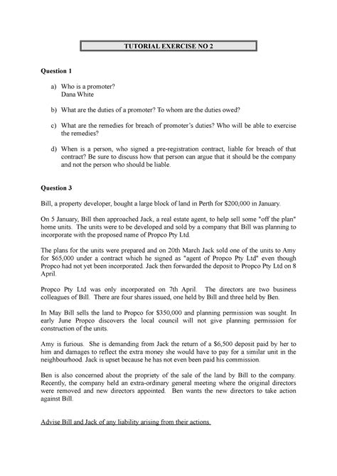 Tutorial Exercise No 2 Tutorial Exercise No 2 Question 1 A Who Is A