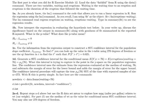 Solved The First Part Is What You Did For R Exercise Module Chegg Com