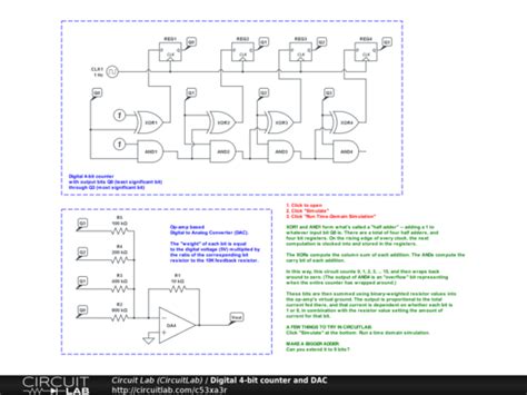 Digital 4 Bit Counter And Dac Circuitlab