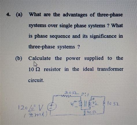 Solved A What Are The Advantages Of Three Phase Systems Chegg