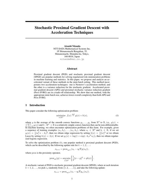 Pdf Stochastic Proximal Gradient Descent With Acceleration Techniques