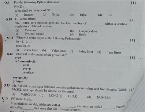 Q9 For The Following Python Statement N25 Studyx