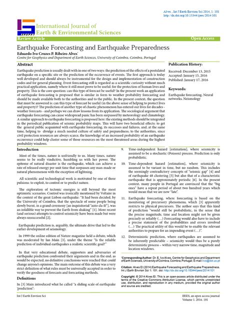earthquake forecasting and earthquake pr pdf artificial neural