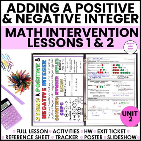 Adding A Positive And Negative Integer Worksheet Activities Math Intervention
