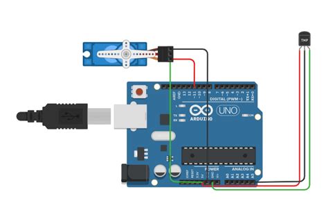 Circuit Design Sensor Pintu Otomatis Tinkercad